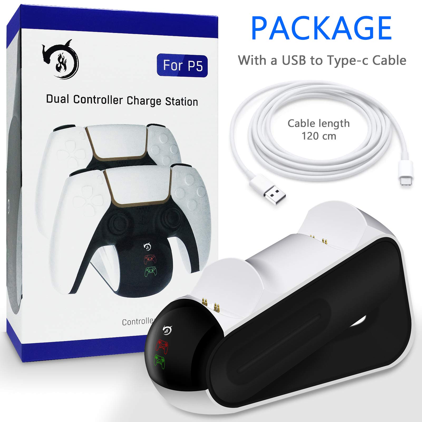 PS5 Controller Charging Dock PlayStation 5 Charging Station Dual Fast Charging Dock Station with LED Display Compatible with Sony PS5 PS5 Pro
