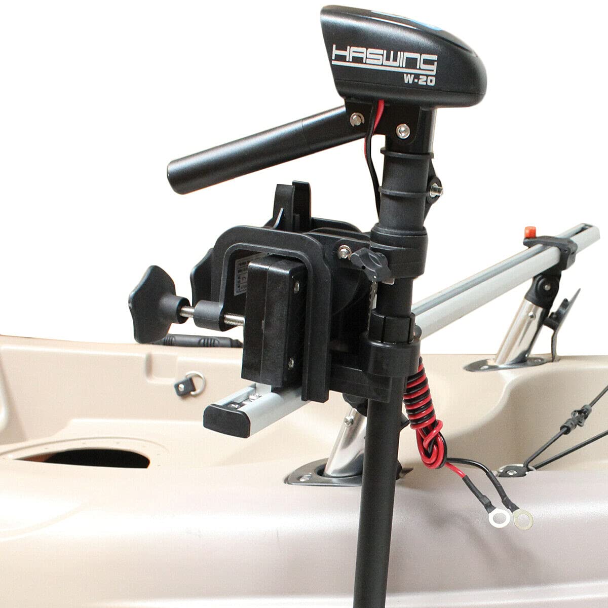 PARKHO HASWING Electric Trolling Motor β 12V 20lbs 22 Inch Shaft Inflatable Kayak Mount Bracket Folding Handle Speed Control Boat Fishing Saltwater Freshwater 50735