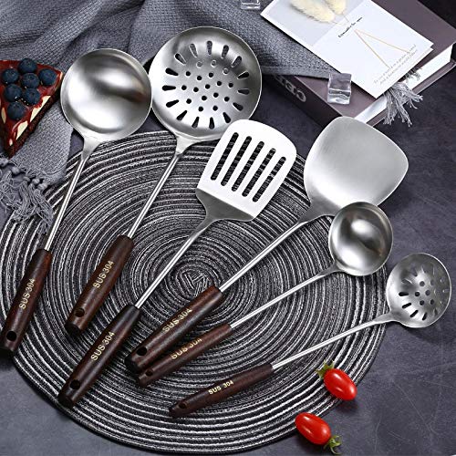 LMMDP 304 Stainless Steel Spatula Soup Spoon Colander Kitchen Set Kitchen Supplies Wooden Handle Shovel Cooking Cooking Spoon Shovel