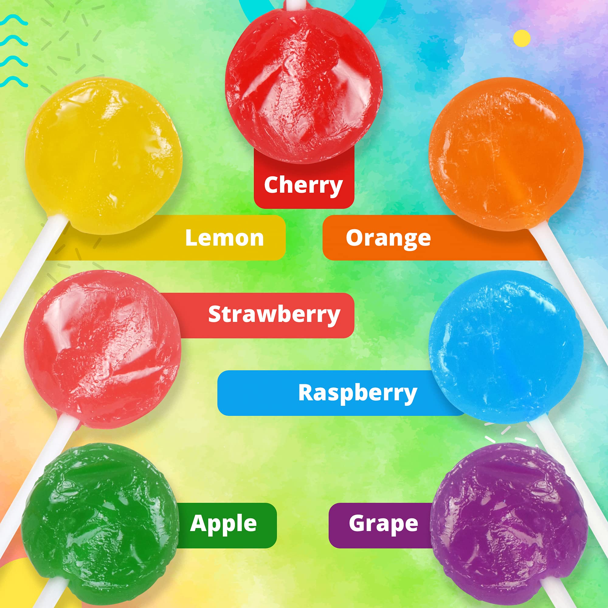 LIEBERS Assorted Candy Lollipops, Bulk Lolly Pops Individually Wrapped, Loli Suckers Party Pack (Lollipops)