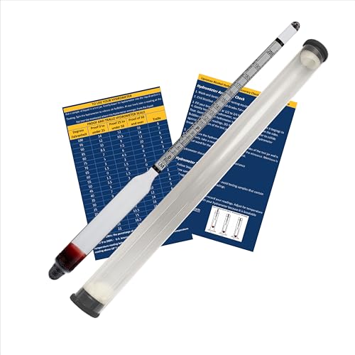 UPROMAX Hydrometer Alcohol 0-200 Proof and Tralle , Alcohol Proof Tester Liquor/Moonshine/Proofing Distilled/Spirits/Distilled Meter Distilling Spirit hydrometer Lab hydrometers alcohol level