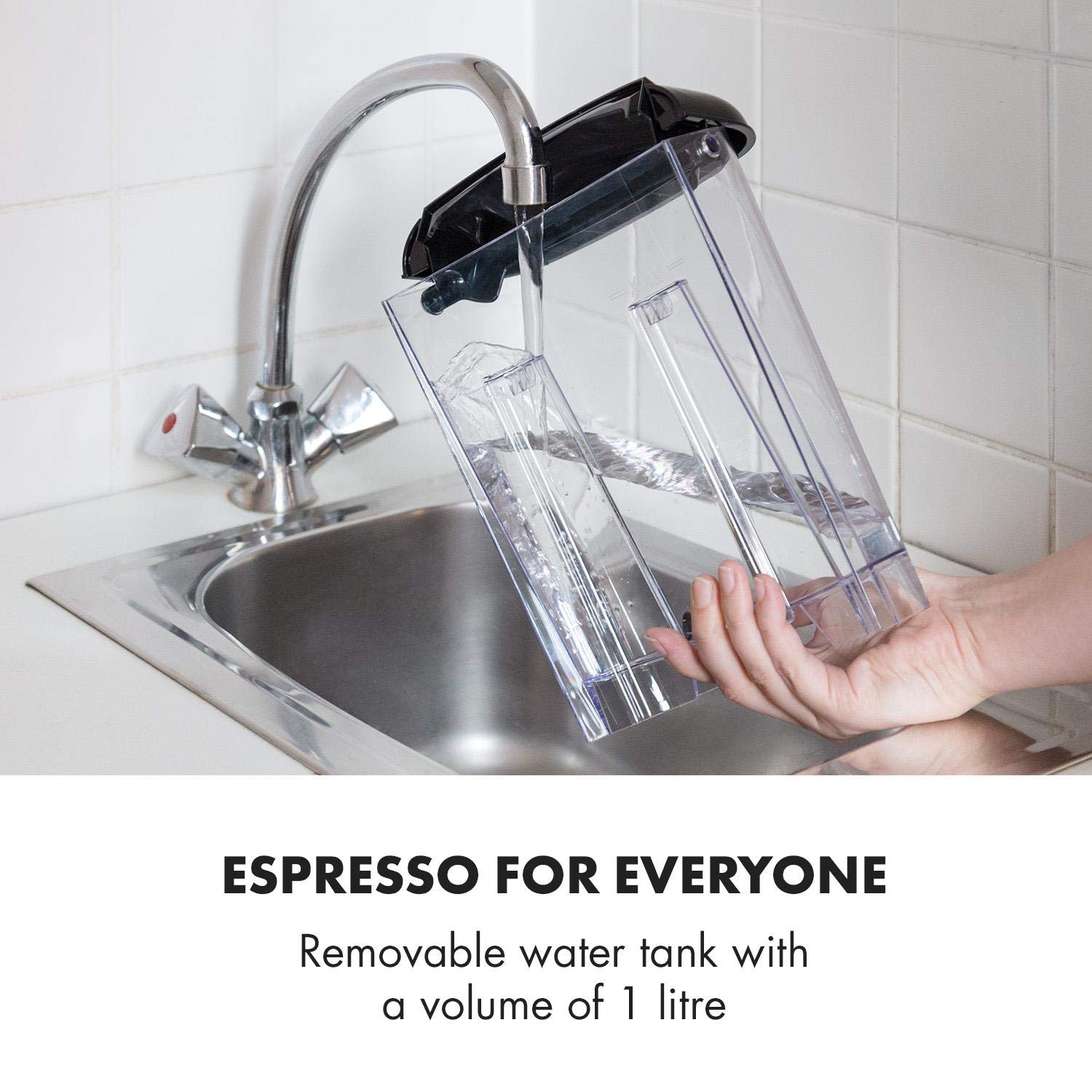 KLARSTEIN Espressionata Gusto - Espresso Maker, 20 Bar Pump Pressure, 1100 Watts, Makes 6 cups (0.3 gallon), Removable Stainless-Steel Drip Grid, Dishwasher-Safe Drip Tray, Retro Look, Black