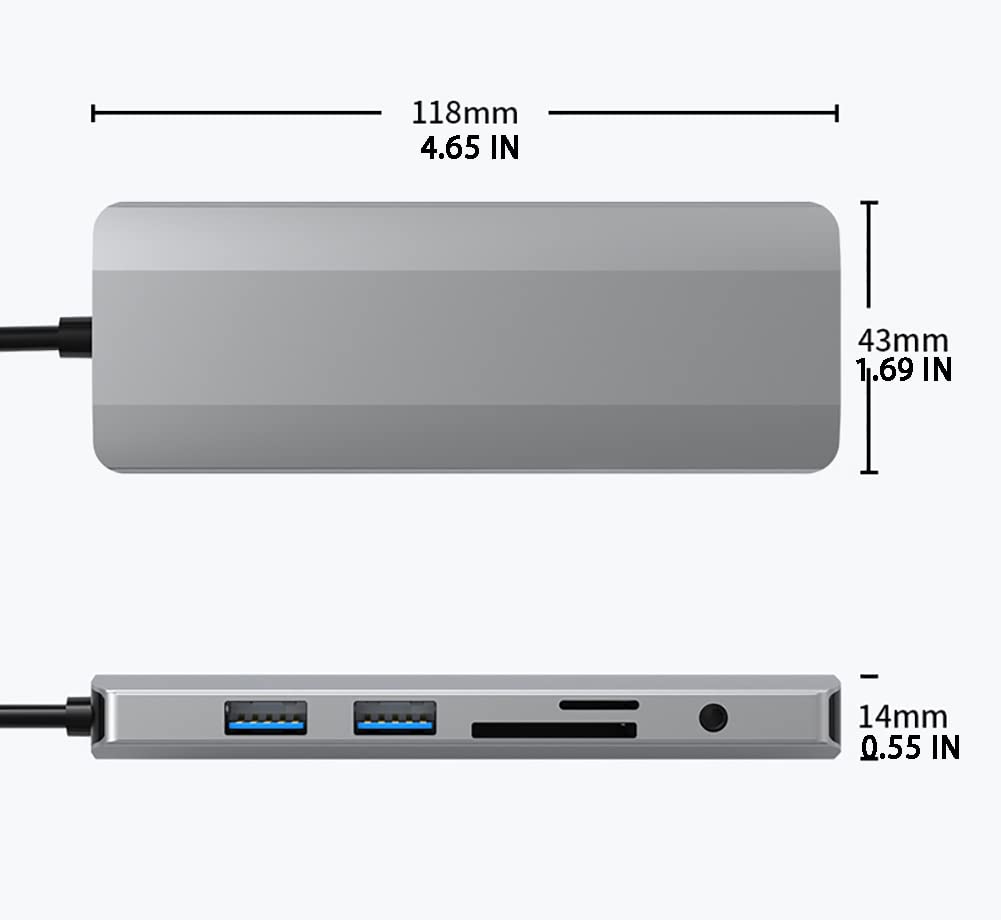 USB C Hub,USB C Laptop Docking Station,9 in 1 Type C Adapter Compatible for MacBook and Windows(HDMI PD USB 3.0 SD TF Card Reader RJ45)