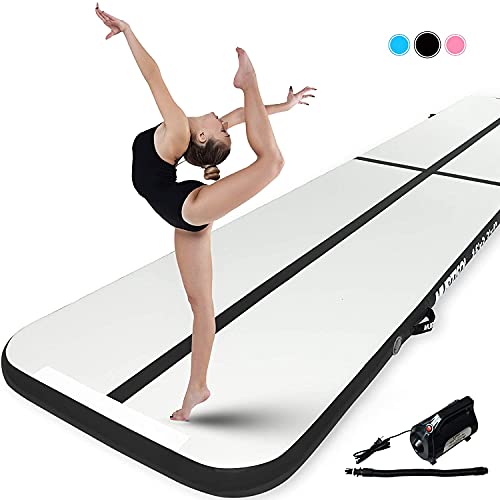 Murtisol 34ft Inflatable Gymnastics Training Mats Tumbling Mats 4 Inch Thickness for Home Use/Training/Cheerleading/Yoga/Water Fun with Electric Pump Black