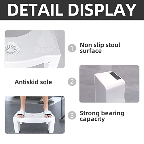 Toilet Stool Squat Adult, 7" Heavy Duty Poop Stool for Bathroom Plastic Portable Squatting Potty Foot Stool with Freshener Space Non-Slip Toilet Assistance Step Stool Healthy Gifts for Seniors Kids