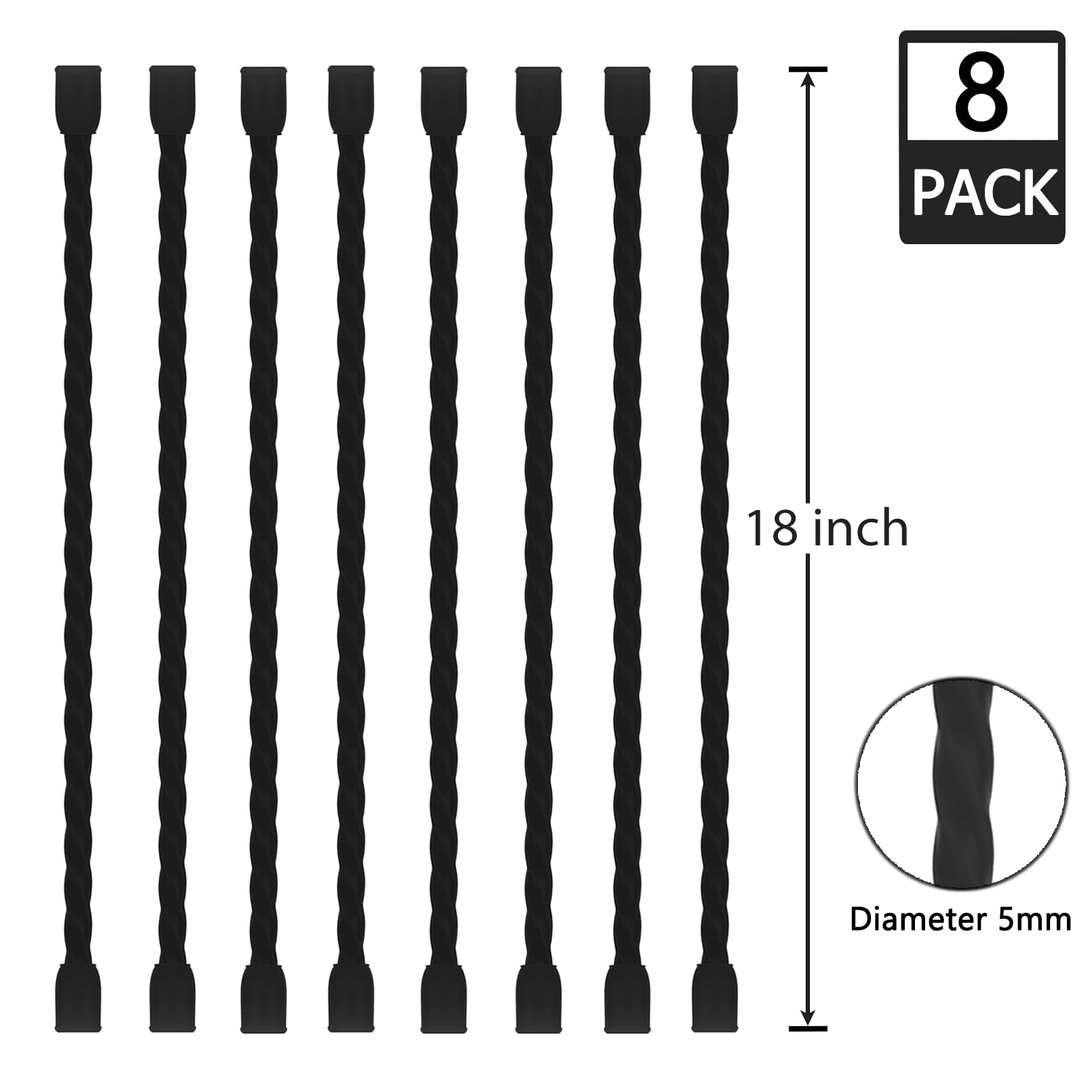 LOIUO 8PCS Silicone Cable Ties 4-Inch Reusable Twist Ties Steel-Core Cable Tie Straps Organizer All Purpose Bendable Cord Tie for Indoor Outdoor Bundling Holding Securing and Wrapping Cables (Black)