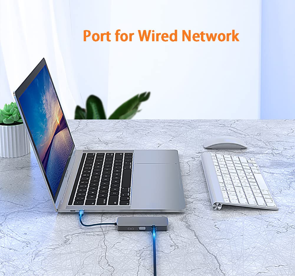 USB C Hub,USB-C Laptop Docking Station,10 in 1 Type C Adapter Compatible for MacBook and Windows(HDMI VGA PD3.0 SD TF Card Reader Gigabit Ethernet USB Ports)