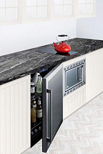 Summit AL57G Built-in Undercounter ADA Compliant All-Refrigerator with Glass Door, Black Cabinet, Door Storage, Lock, and Digital Thermostat