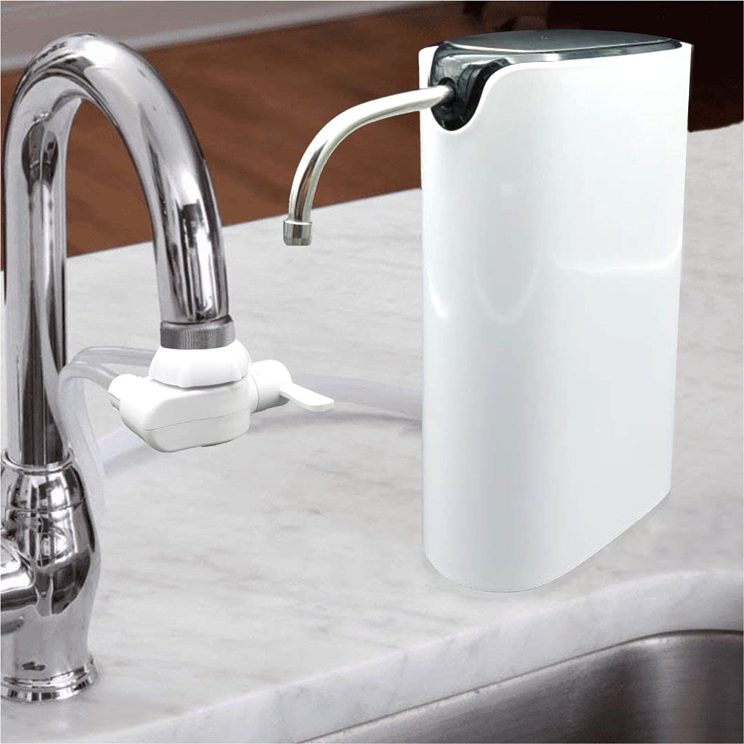 Water-Stream by Little Luxury, Smart Countertop Drinking Water Filter System, (Includes 2 Filters) with Carbon Filter, Reduces Lead, Chlorine and More, White