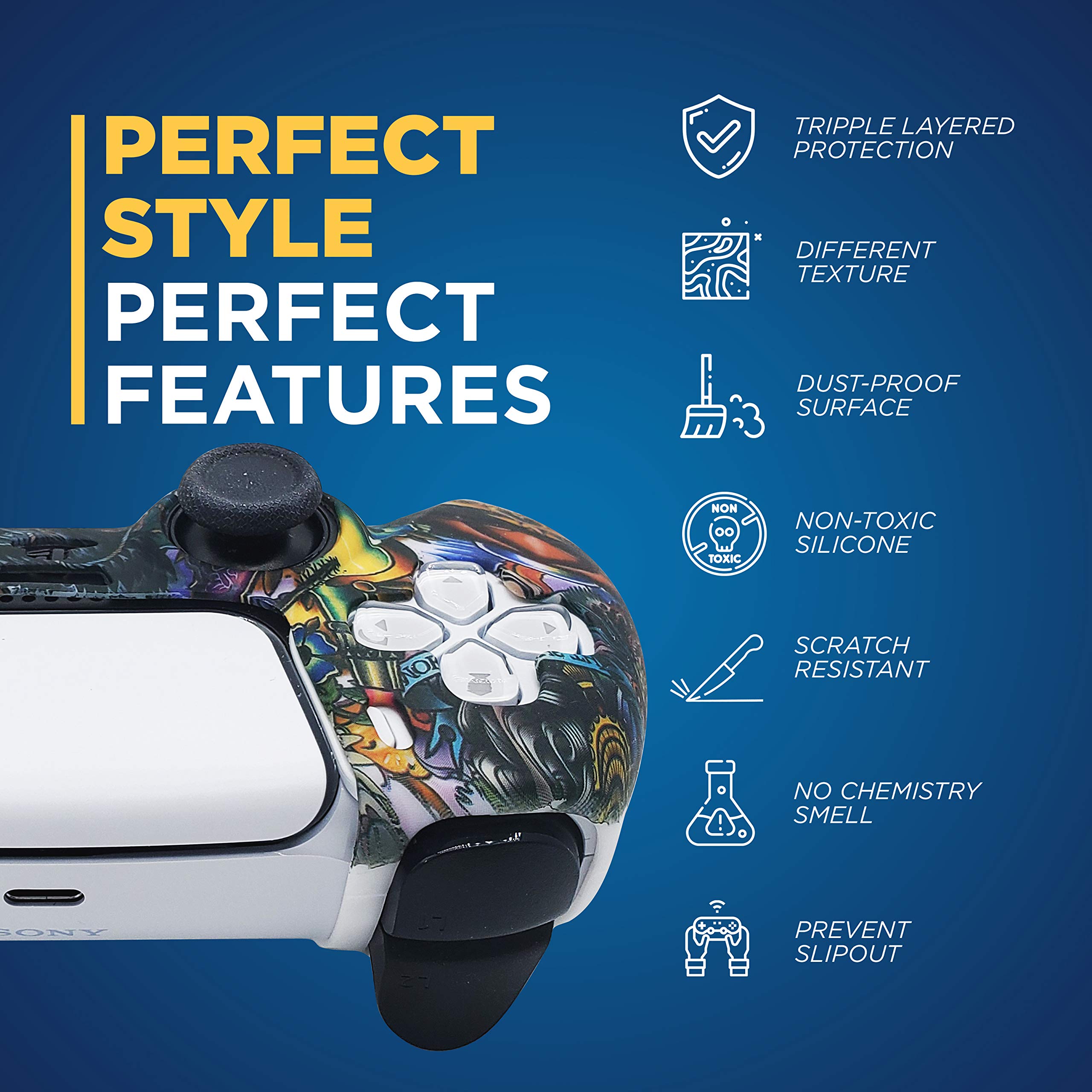 PS5 Silicone Gel Grip Controller Cover Skin Protector (ps5 Skull) Compatible for Sony PlayStation 5, Compatible for PlayStation 5 Accessories, Wireless Controller Protector Covers, PS5 Skin