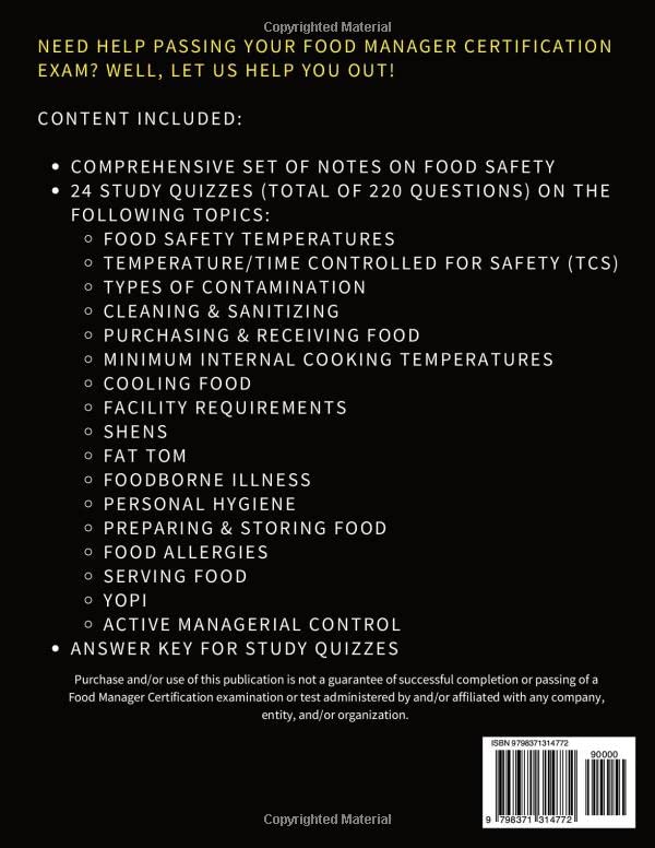 ServSafe Food Manager Certification Study Guide 2023: Notes and 220 Review Questions for the ServSafe Manager or CPFM Exam