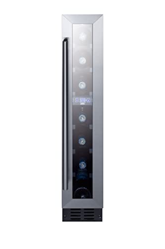 Summit Appliance SWC007 Commercial 6" Wide ADA Compliant Built-in Undercounter Wine Cellar with 7 Bbottle Capacity, Glass Door, Black Cabinet, Auto Defrost, Digital Thermostat and LED Lighting