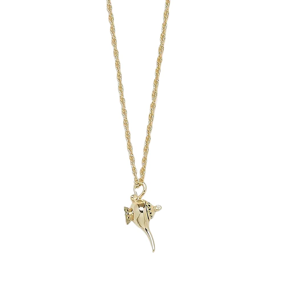 Pura Vida 20" Gold-Plated Disney Genie Lamp Necklace w/Opal Stone - Adjustable Chain, Brass Base - 2" Extender