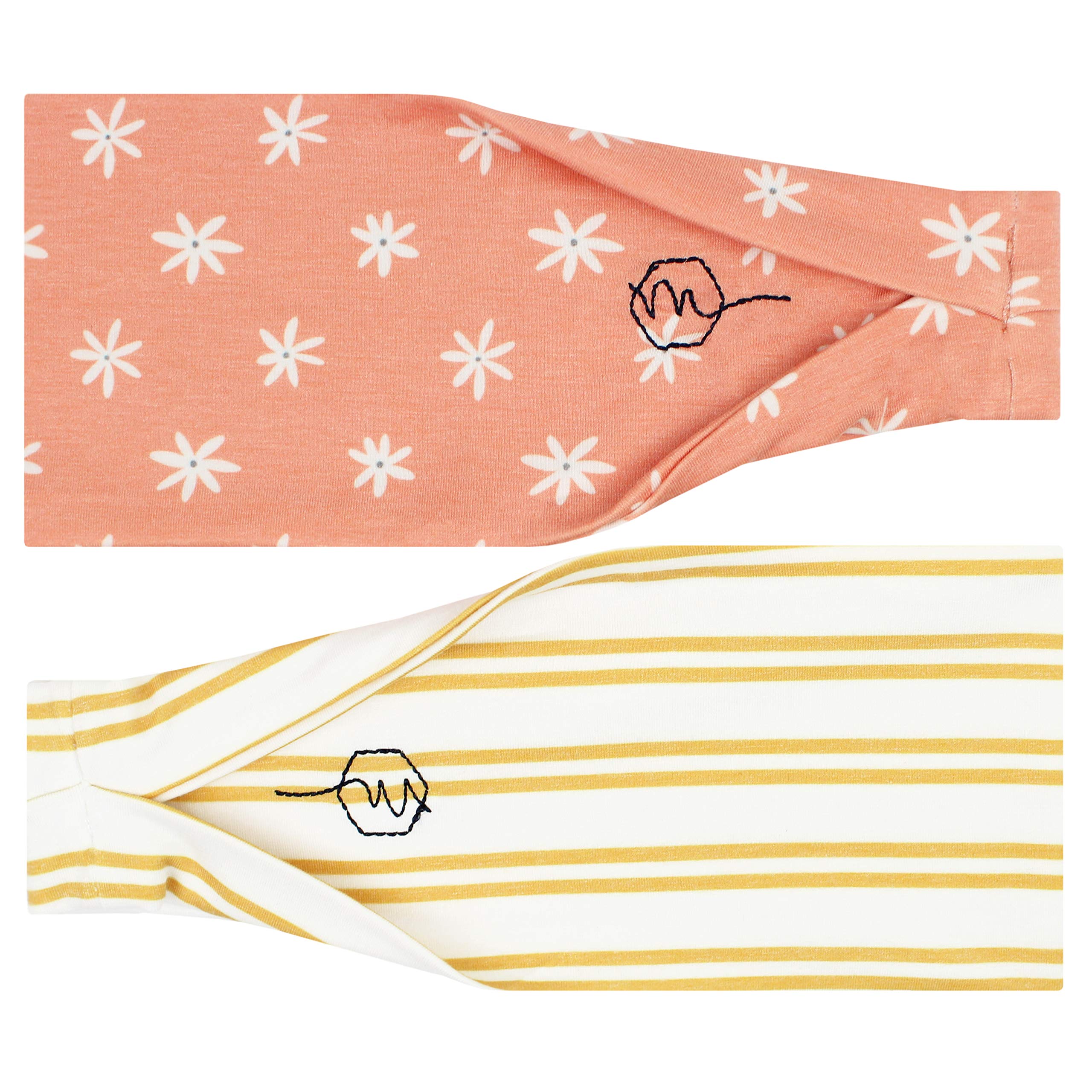 Maven Thread Daisy, Workout Headbands for Women, Wide Headbands for Women, Sports Running Headband for Exercise, Gym hairband Athletic Workouts and Yoga 4" Thick Non Slip Sweatbands for Women 2Pack