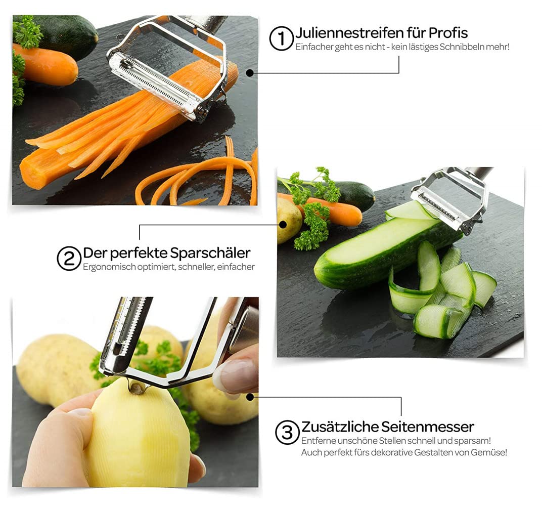 Vegetable Peeler,SZYIKUER Stainless Steel 2 in 1 Julienne Vegetable Peeler Perfect for Carrot Potato Melon Gadget Vegetable Fruit