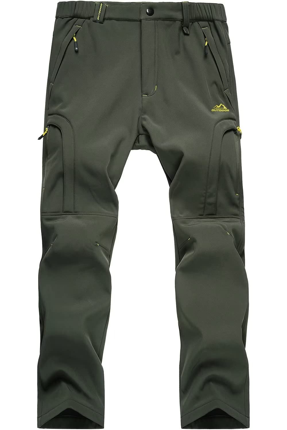 MAGCOMSEN Hiking Pants Mens Winter Pants Thick Pants Camping Pants Fleece Lined Pants Snow Pants Men Green