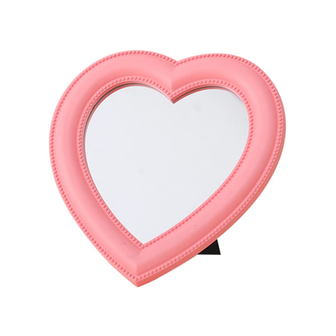 VumSyme Vanity Mirror, Makeup Mirror Vanity Mirror Desk Cosmetic Mirror Heart Shape Mirror for Women Ladies Girls Pink Makeup Mirror Desk Mirror