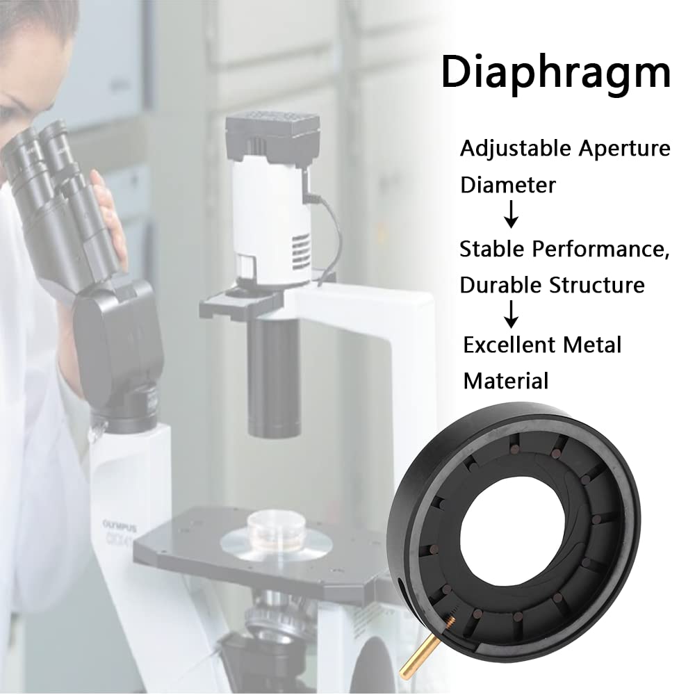 Watris Veiyi Microscope Iris Adapter, Adjustable Iris Aperture Diaphragm, Lens Optical Diaphragm, Microscope Aperture, Microscope Accessories for Laboratory(SK23)