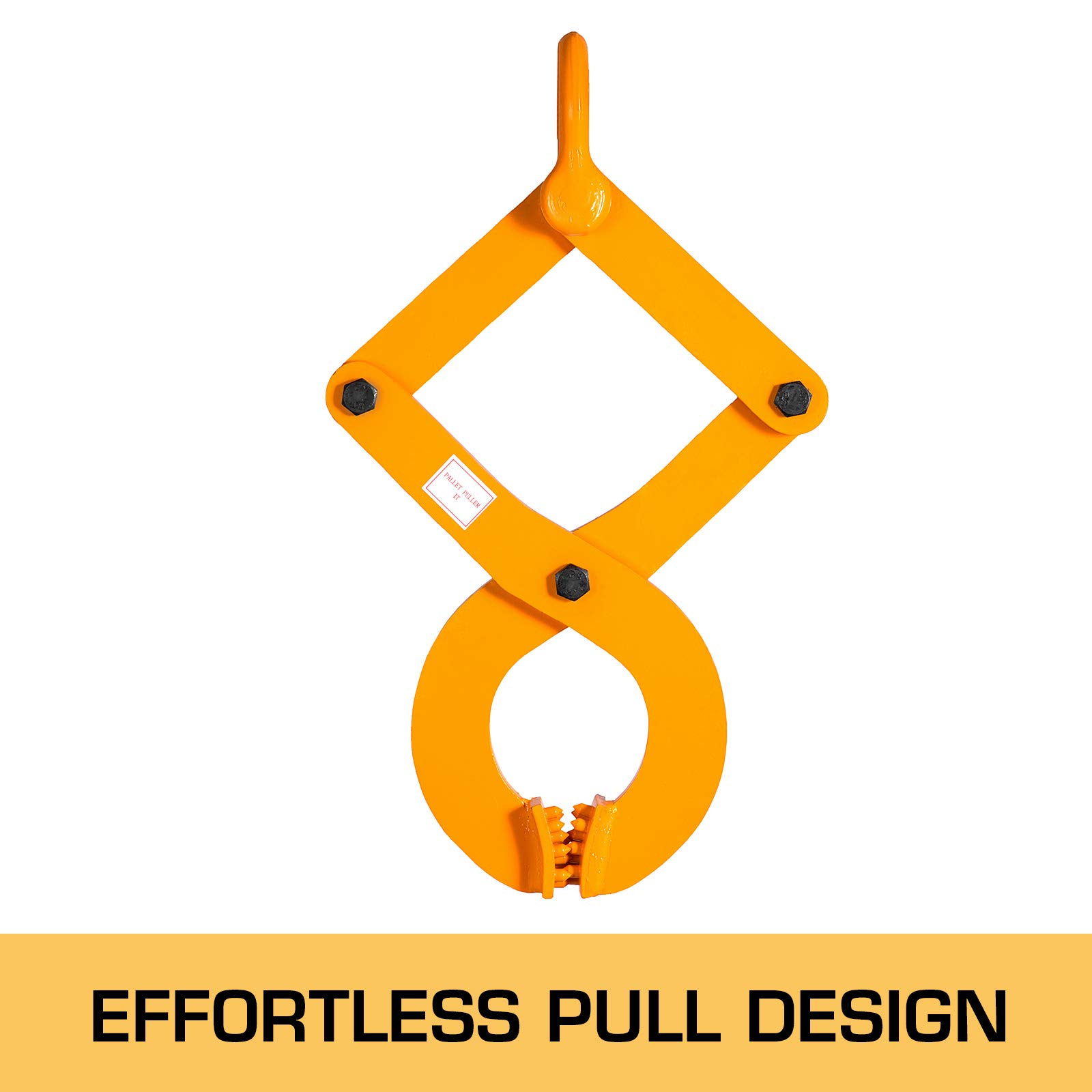 VEVOR Pallet Puller, 1T/2205 LBS Heavy Duty Steel Single Scissor Yellow Clamp, 4.3 Inch Jaw Opening and 0.5 Inch Jaw Height, Hook Pulling Hoisting Tool for Forklift Chain, Yellow