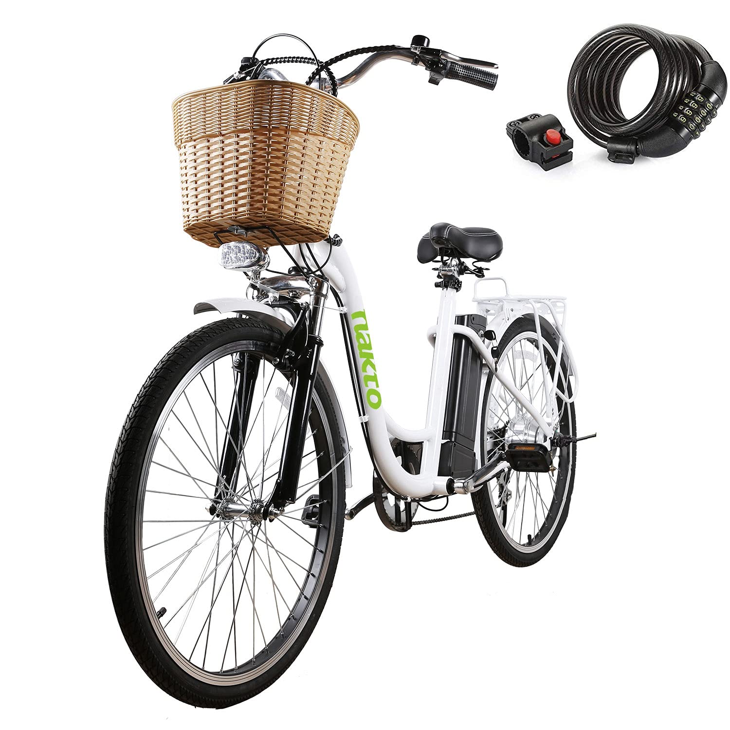NAKTO 26" 250W City Electric Bicycle Sporting 6- Speed Gear EBike with Removable 250W 36V10A Lithium Battery …
