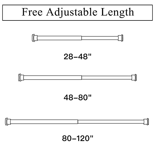 RYB HOME Room Divider Tension Curtain Rod Extra Long, 1" Diameter 80-120" Rustproof Adjustable Length for Indoor Outdoor Use, Seprator Patio Gazebo, 80-120", Matt Black