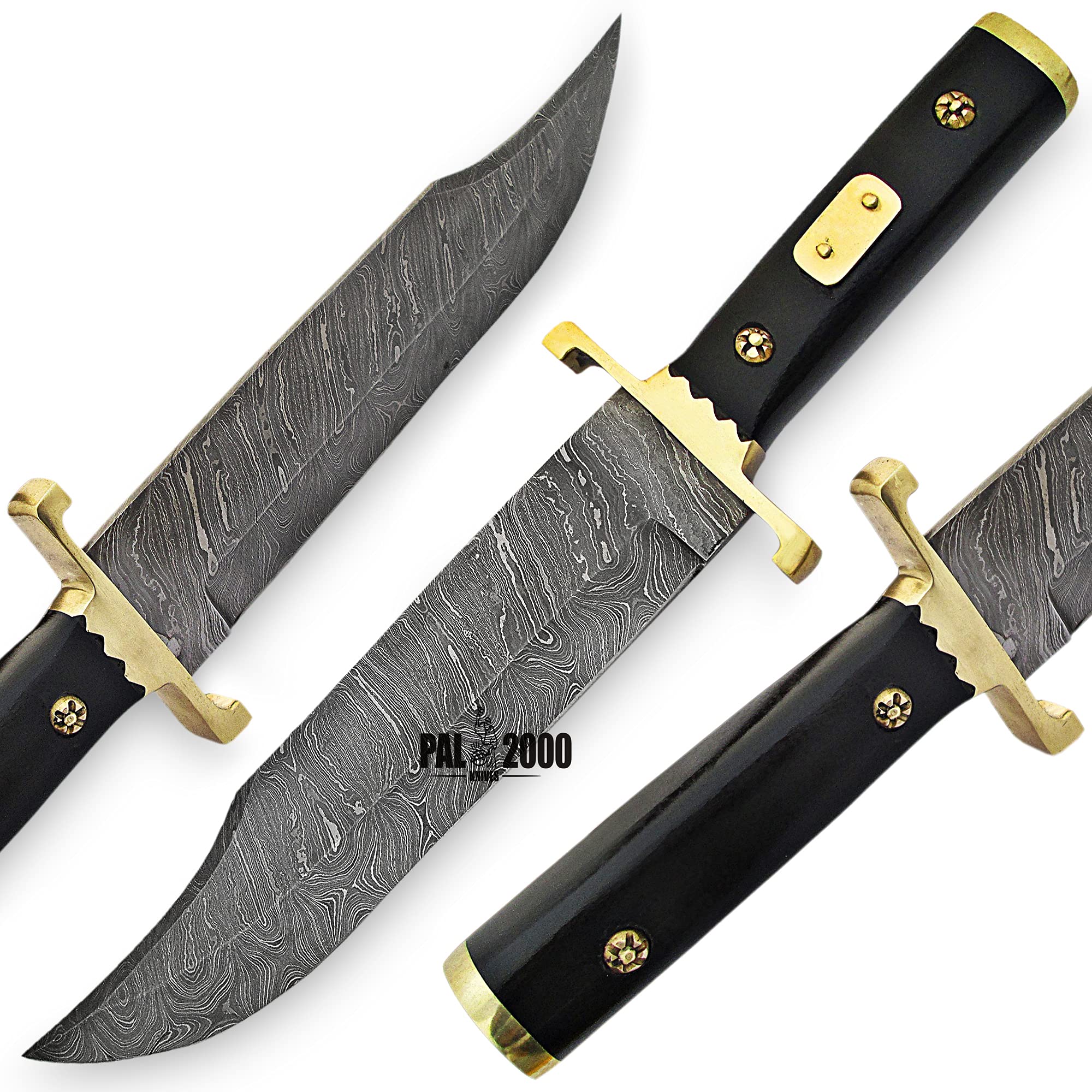 PAL 2000 KNIVES DBK-9914 Custom Handmade Damascus Steel Hunting Bowie Blade Knife Micarta Handle