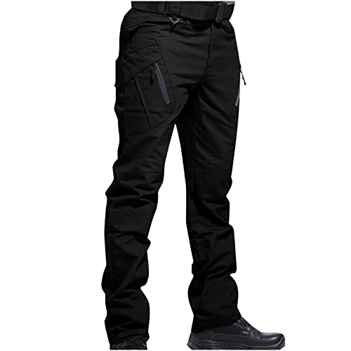 Men's Assault Tactical Pants Big & Tall Outdoor Military Cargo Pants Zip Pockets Combat Pants Work Utility Trousers Black