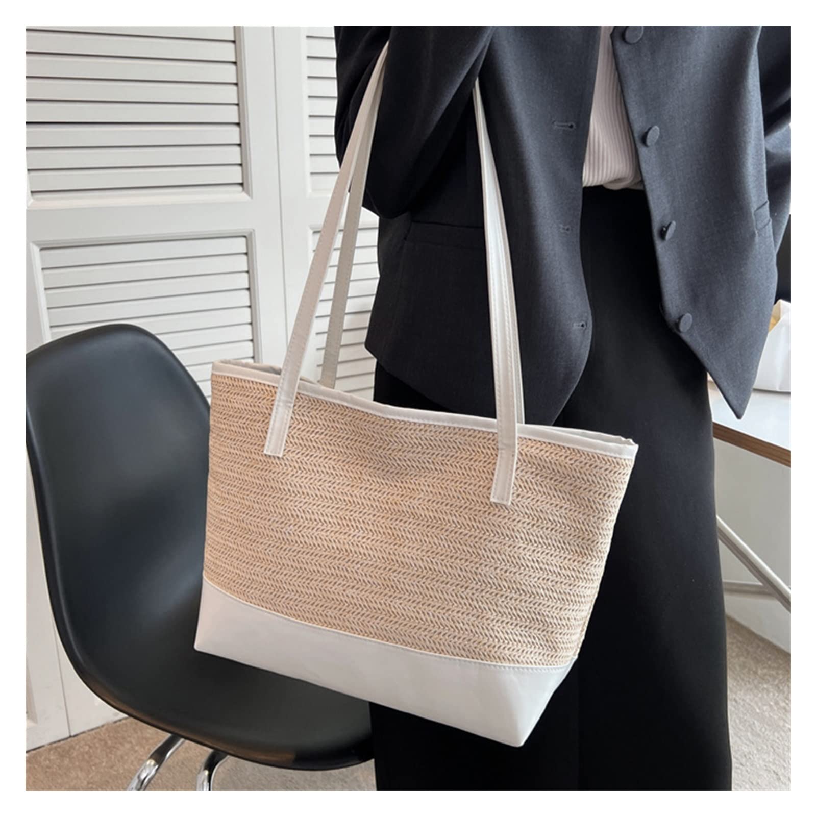 SFMZCM Large-Capacity Bag Women's Summer Casual Bag Commuting Shoulder Bag Basket Tote Bag for Women (Color : E, Size : 1)