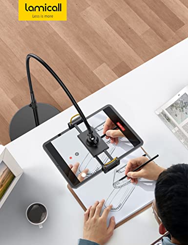 Lamicall Tablet Floor Stand - Gooseneck Swivel Holder Mount with Adjustable Height & 10.6lb Stable Base, Compatible iPad Mini Air Pro 12.9/9.7, Galaxy Tab, Kindle, Cell Phones (4.7''-13'')