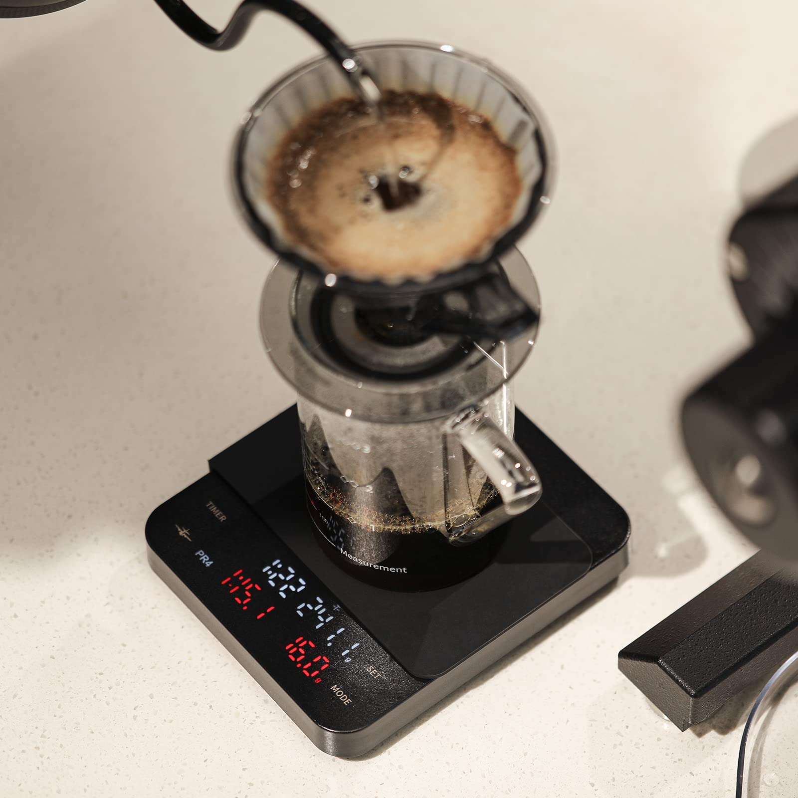MHW-3BOMBER Coffee Scale, Espresso Scale with Timer, Rechargeable Kitchen Scale Digital Food Scale Weight Grams ml and oz Black ES5802