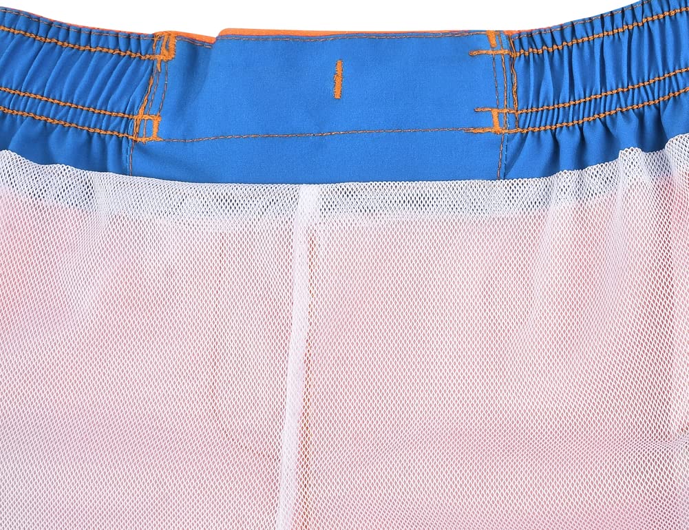 Nonwe Big Boy's Swimming Shorts Elasitc Waist with Drawstring Beachwear Orange&Blue 6