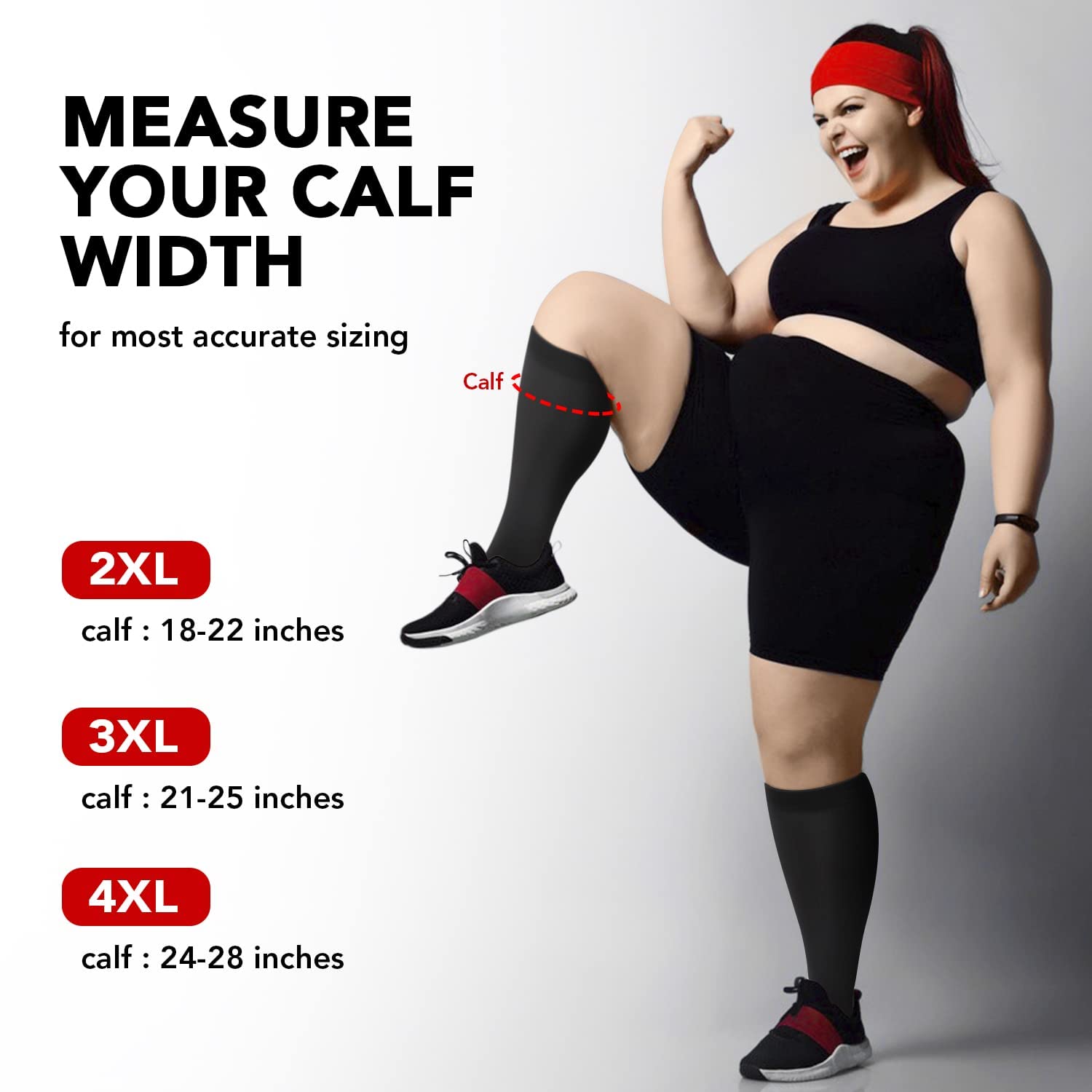 Plus Size Compression Socks for Women & Men, 20-30 mmhg Extra Wide Calf Knee High Stockings for Circulation Support