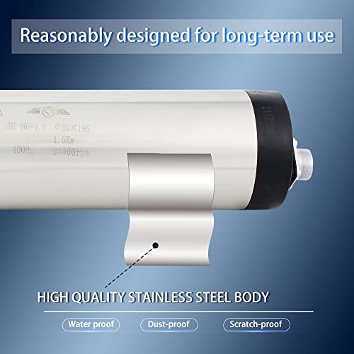 RATTMMOTOR CNC Spindle Motor 1.5KW Air Cooled Spindle Motor 110V ER16 Collet 80mm Diameter 15A 400HZ 24000RPM for CNC Router Engraving Milling Machine