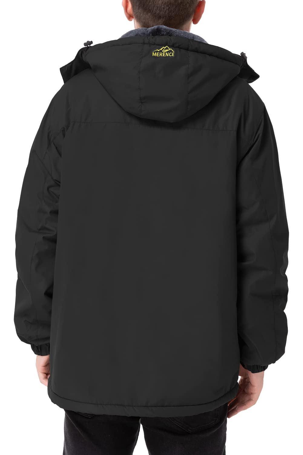 Men's Mountain Waterproof Ski Jacket Windproof Rain Jacket Winter Warm Snow Coat II with Removable Hood U120WCFY028,Black,M
