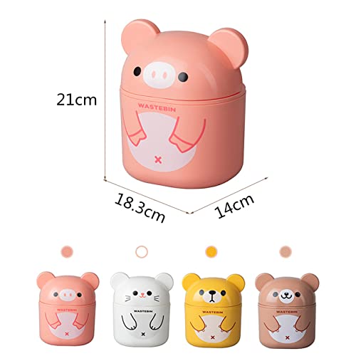 YISTOS Mini Countertop Trash Can with Lid, Desk Small Trash Can, Waste Garbage Bin, Room Decoration Big Ears Desktop Wastebasket for Countertop, Vanity, Office or Coffee Table - White, Bear-White
