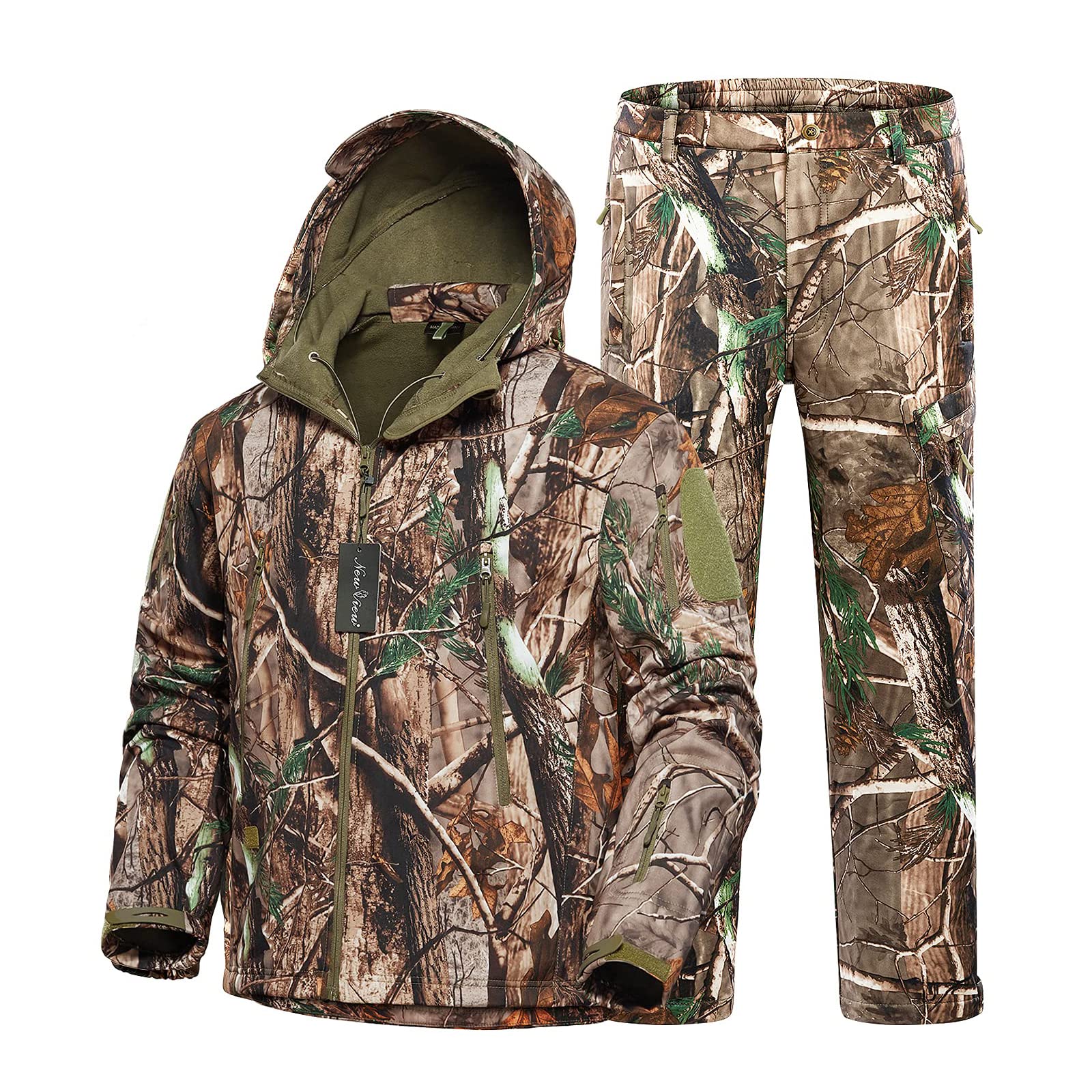 NEW VIEW Camo Hunting Clothes for Men,Quiet Warm Hunting Jacket and Pants,Water Resistant Hunting Suit for Deer Duck Bow Hunt