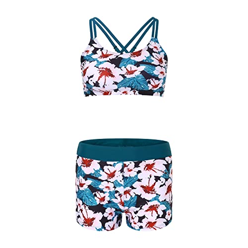 Women Twist High Waisted Bikini Sexy Push Up Two Piece Swimsuits Vintage Swimsuit Two Piece Retro Halter Ruched High Sky Blue