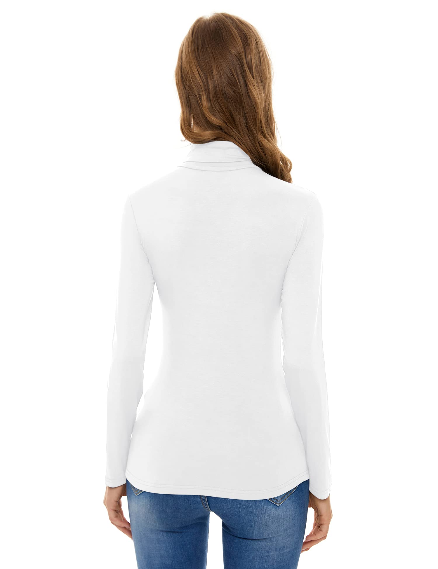Plus Size White Turtleneck Women Shirts Long Sleeve Athletic Soft Casual Basic Tops for Women X-Large