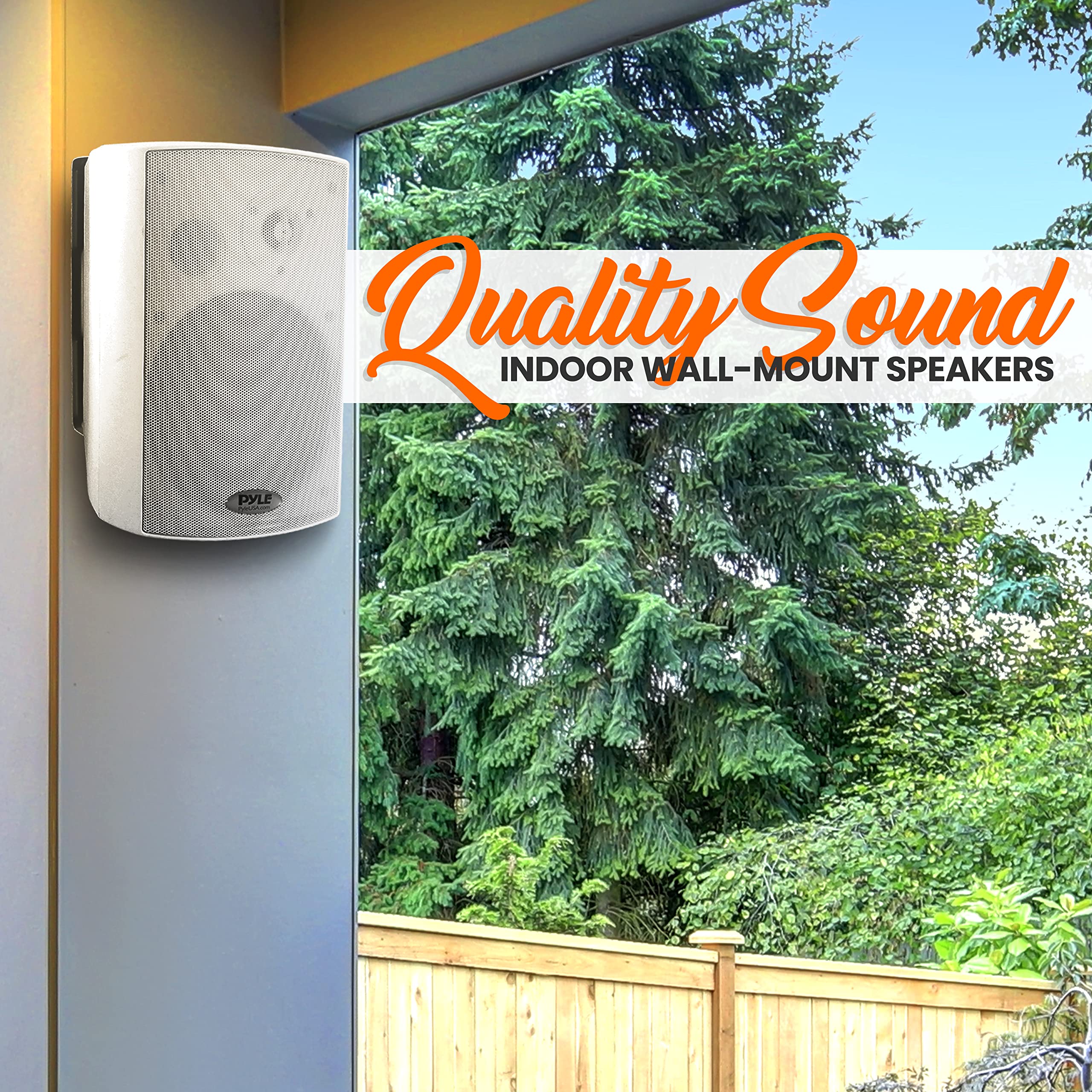 Pyle 5.25'' Pro-Active Wall-Mountable Bluetooth Speakers - 600 Watts Max, 300 Watts RMS w/ 2-Way Full Range Stereo Sound Reproduction, Pair, Rugged & Heavy Duty Cabinet Enclosure (White) PDWR59BTW