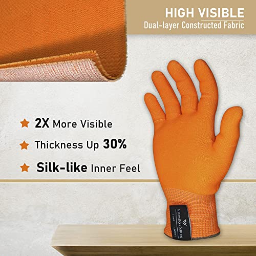 WORK FORMULA 4 pcs Cut Resistant Glove Food Grade Snug Fit for Women Men Kids Chefs Butchers (High Visible, Medium (Pack of 4))