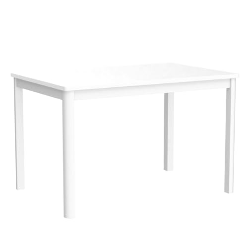 Livinia Cabin 45.3" Wooden Dining Table/Small Rectangular Modern Farmhouse Solid Wood Kitchen Table Desk (White)