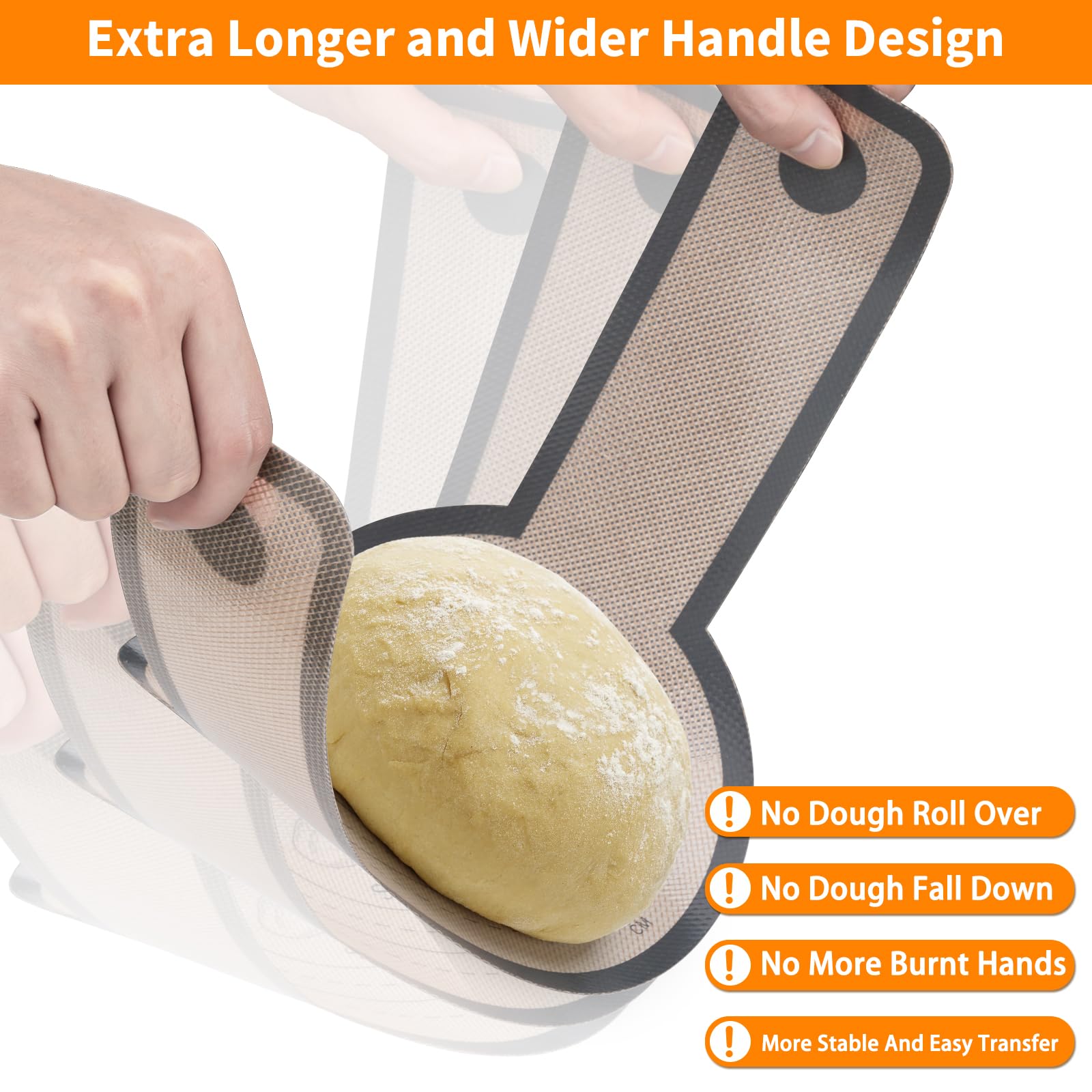 Silicone Bread Sling, Non-Stick & Reusable,Silicone Baking Mat For Dutch Oven, Sourdough Silicone Bread Sling with Long Handles, Bread Mat Easy to Clean& Transfer(2 PCS)