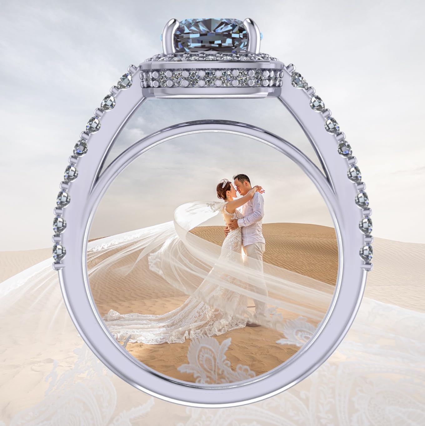 NANA Jewels 2ct Pure Brilliance Zirconia Halo Engagement Ring-Cushion Cut-March-10