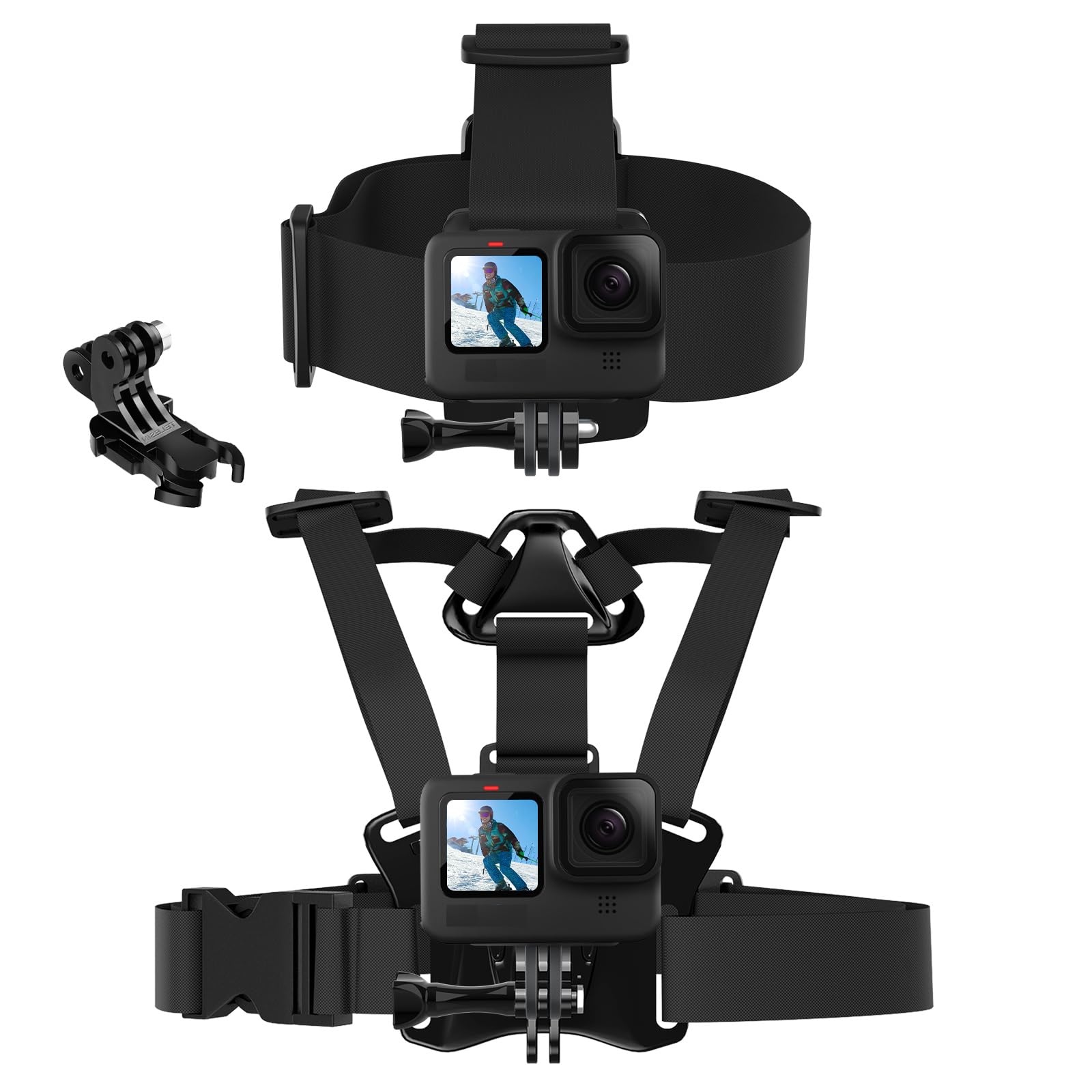 TELESIN Chest Mount Harness & Head Mount Strap Chesty Kit for GoPro Hero 11 10 9 8 Max Go Pro Hero 7 6 5 3 4 Session Black Silver Fusion DJI Osmo AKASO Accessories Kit for Action Cameras