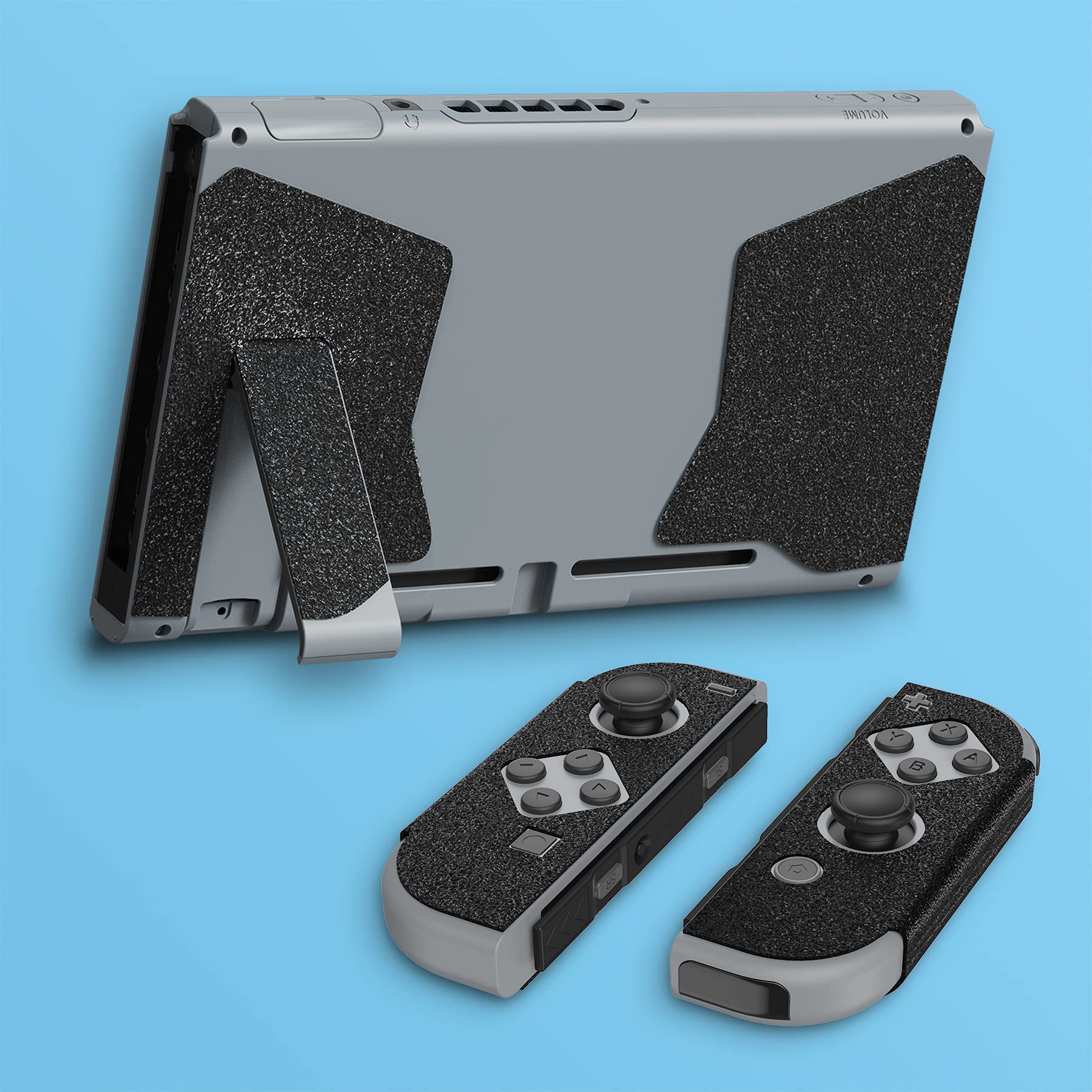 PlayVital Anti Slip Textured Rubber Grips for Nintendo Switch Controller Console, Switch Grip Sticker Pad, Sweat-Absorbent Console Joycon Grip Skins Sticker for Nintendo Switch - 3 Different Sizes