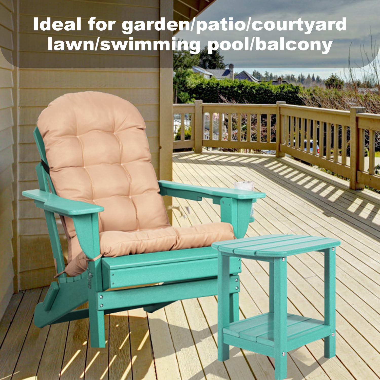 LOENIY Outdoor Side Table 2 -Tier Adirondack Table HDPE Patio Side Table Weather Resistant End Table Small Outdoor Table (Lime)