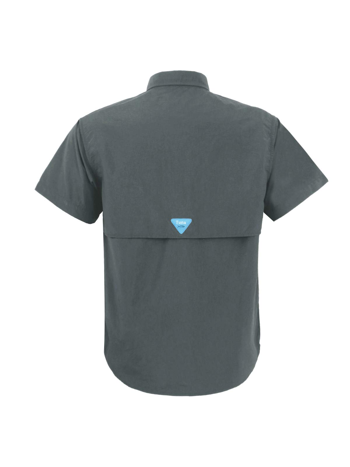 Men's UV UPF 50+ Sun Protection Soild Anti-Static Waterproof Breathable Fast Dry SPF Hiking Fishing Short Sleeve Shirts (7# XL Dark Gray)