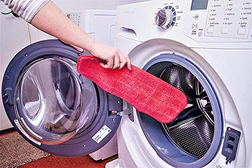 Washable Microfiber Mop Pads (3 Pack) - Microfiber Replacement Mop Pads Heads 16.53 x 5.4Inches for Cleaning of Wet or Dry Floors - Professional Home/Office Cleaning Supplies, Red