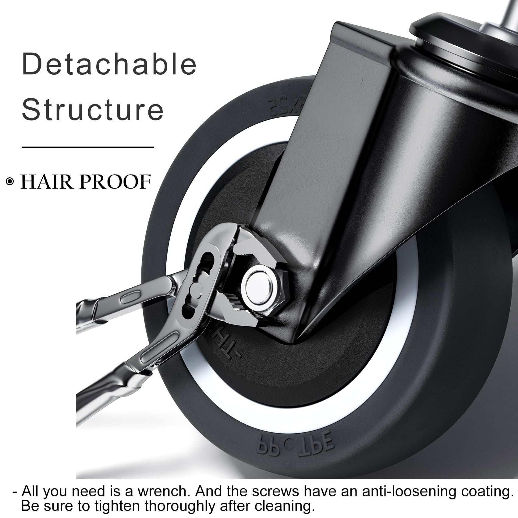 WUDOYO Wide Rubber Office Chair Wheels Replacement Against Hair Stuck Heavy Duty for Carpet Wood Tile Floor(Without Locks)