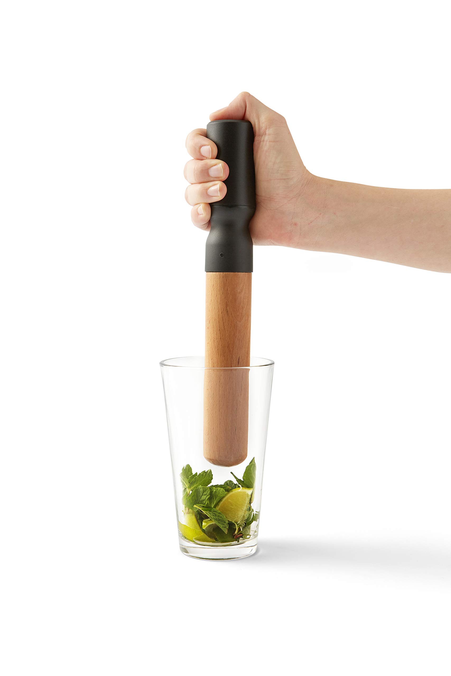 Rabbit 2-in-1 Muddler & Citrus Reamer, Beech Cocktail Muddler, Made from Solid Oiled, Wood/Black